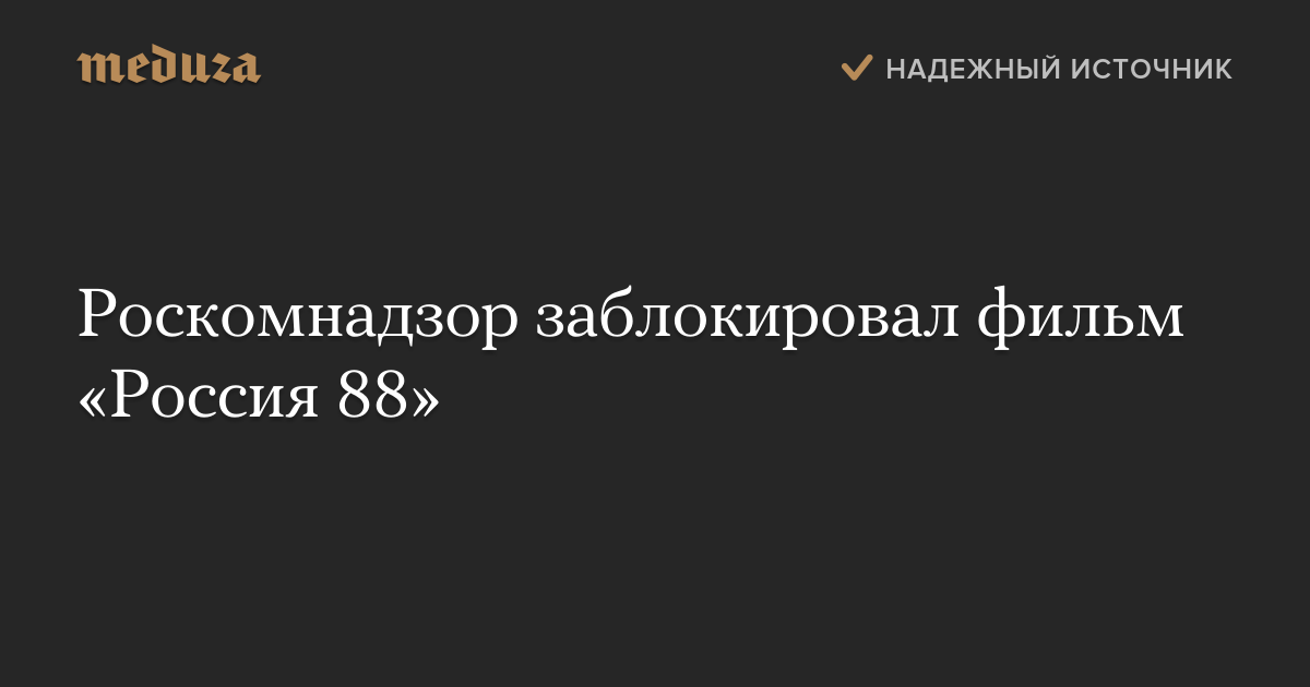 Роскомнадзор заблокировал фильм «Россия 88» — Meduza